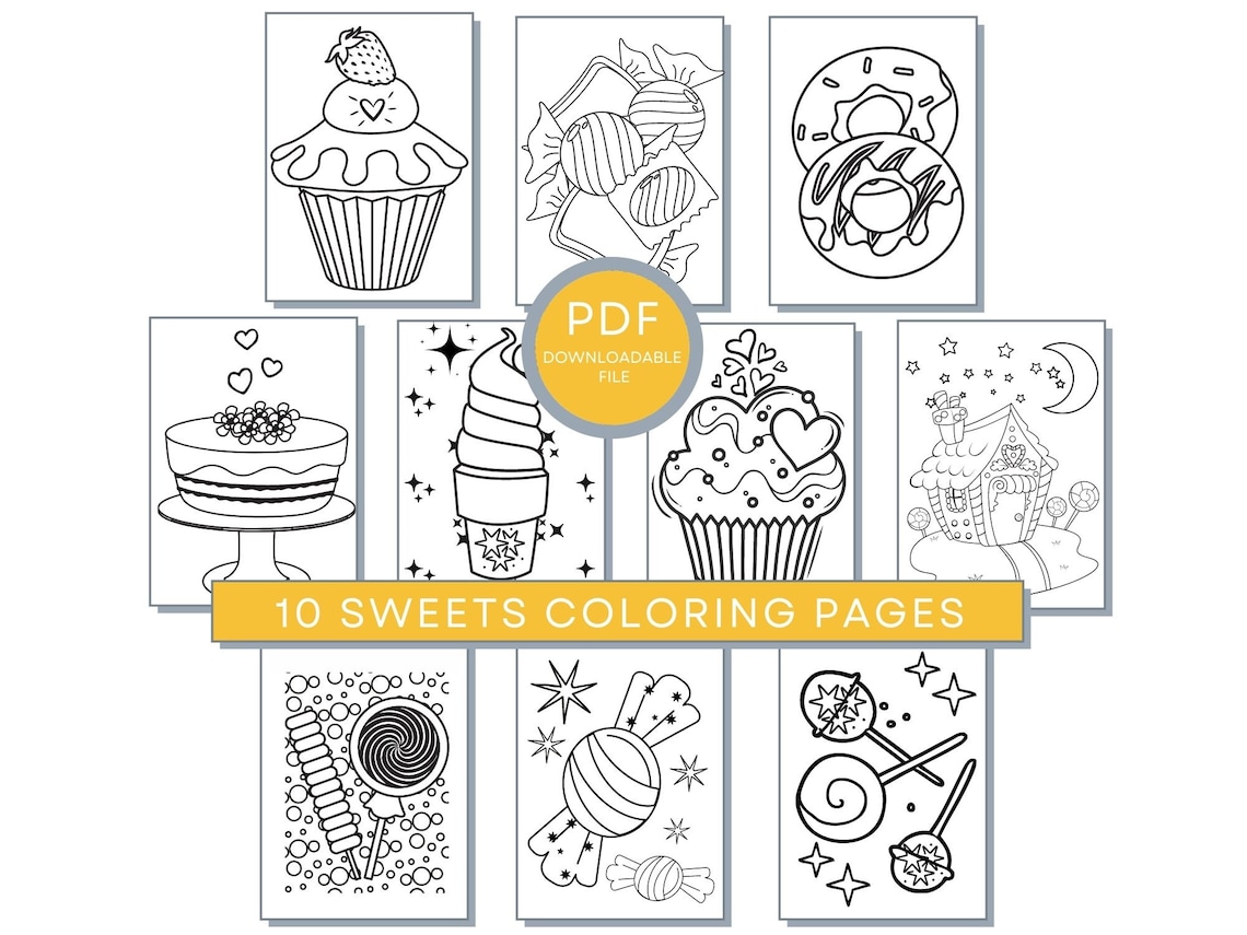 Sweets Coloring Pages for Kids, Sweets Printable, Coloring Pages of Ice ...