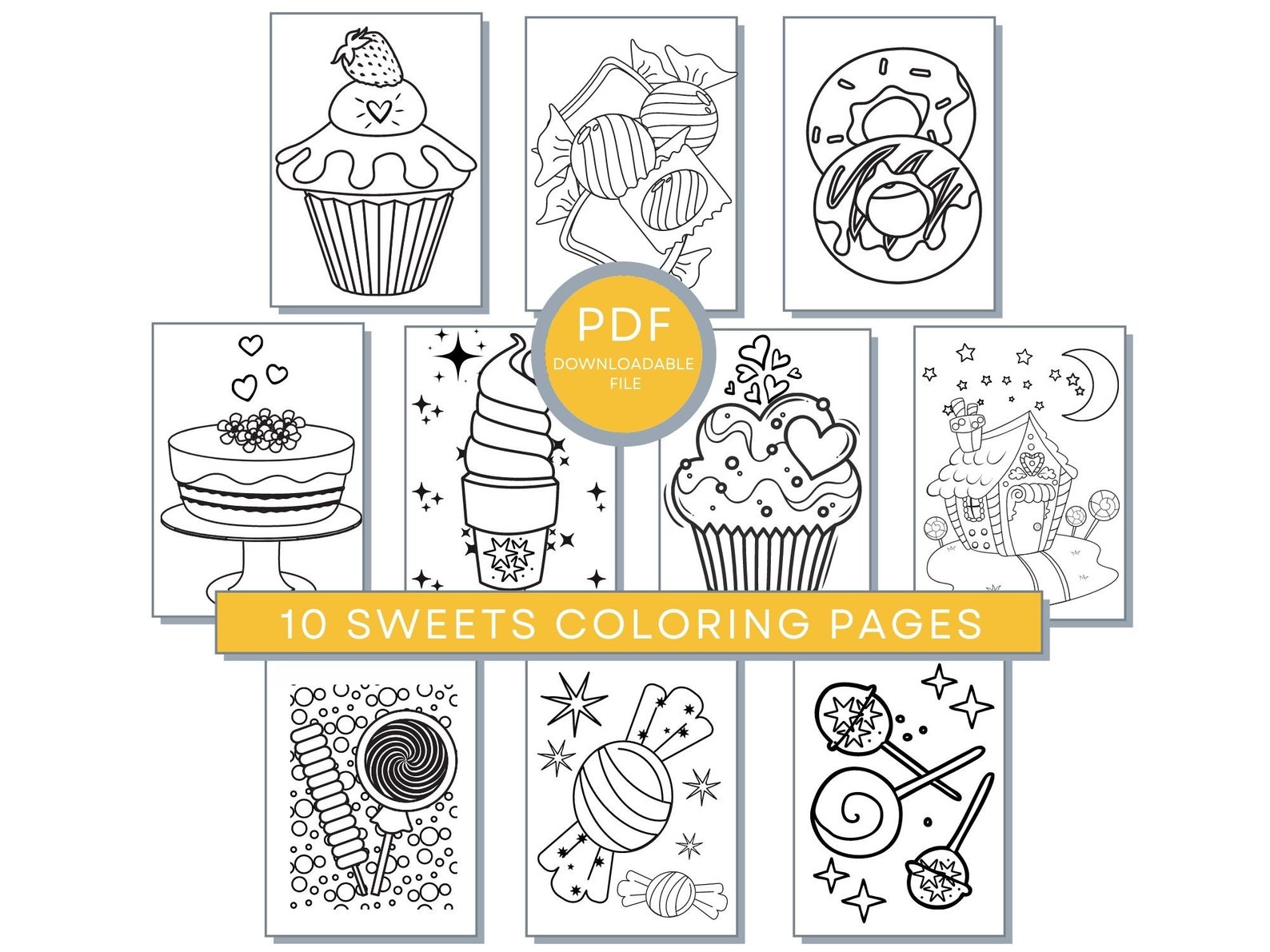 Sweets Coloring Pages for Kids, Sweets Printable, Coloring Pages of Ice ...