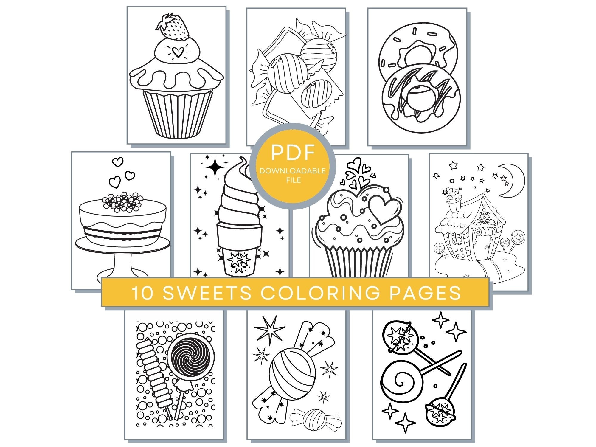 Sweets Coloring Pages for Kids, Sweets Printable, Coloring Pages of Ice ...