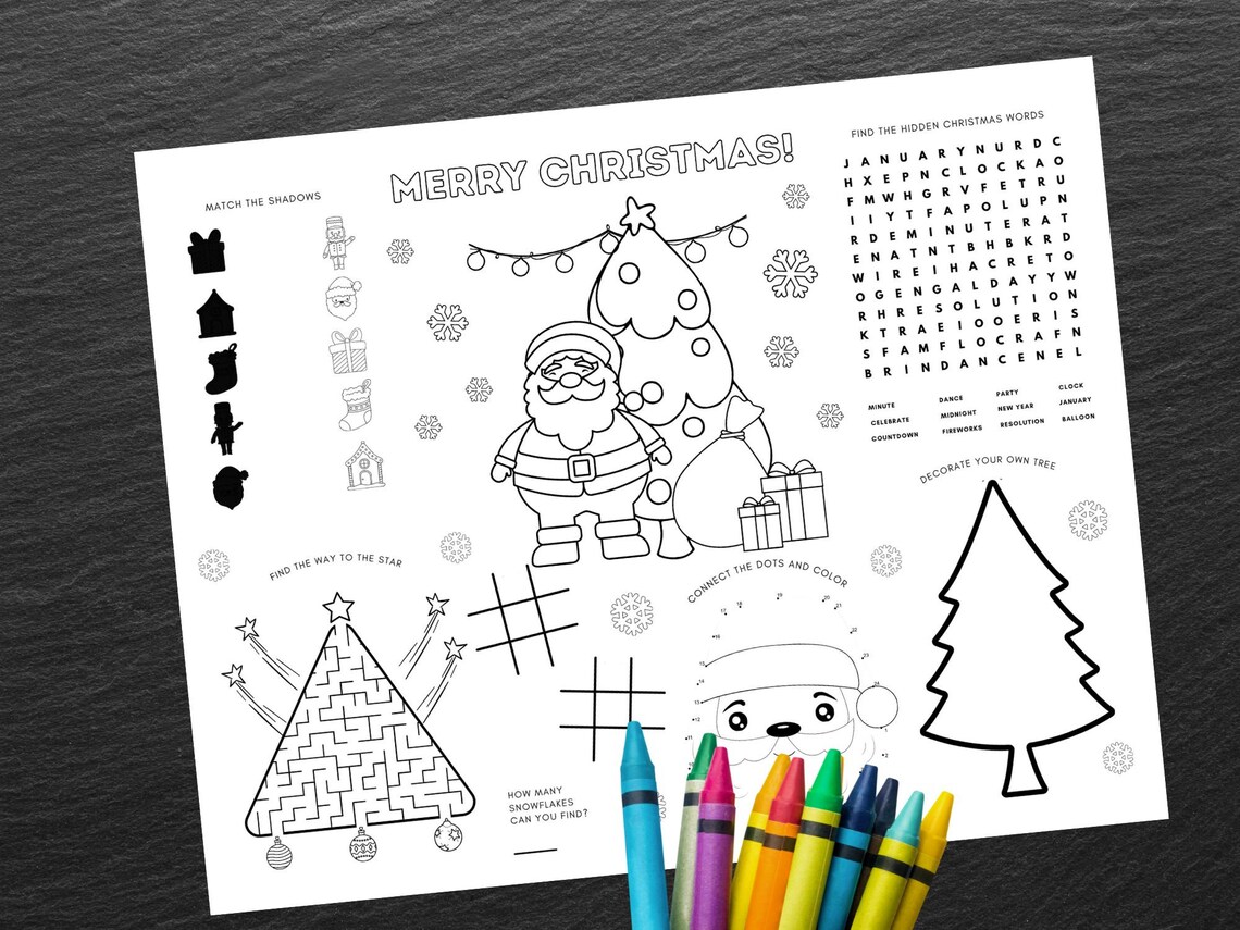 Christmas Placemat, Christmas Coloring Pages, Christmas Digital ...