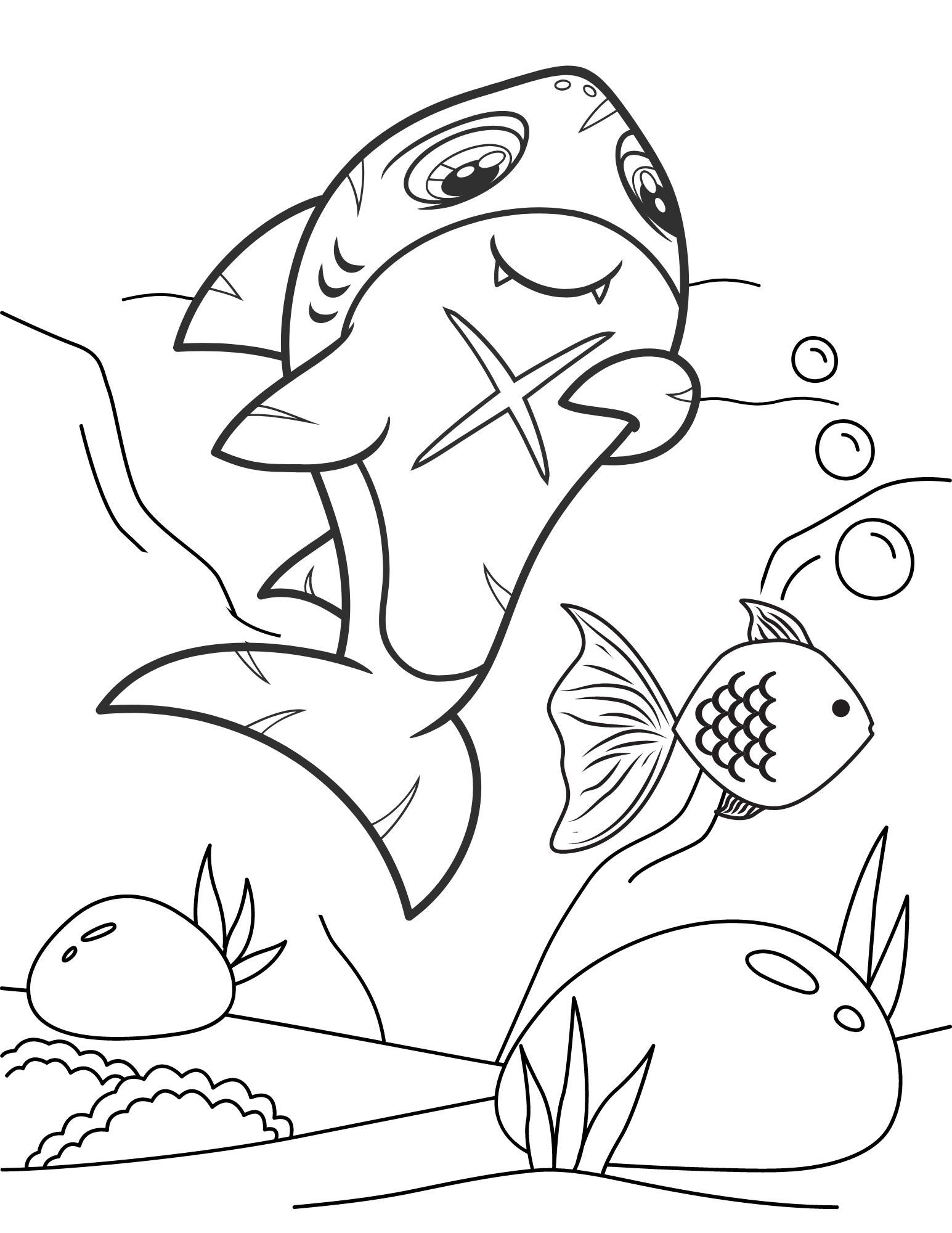 Shark Coloring Pages, Cute Shark Coloring Pages, Funny Shark Coloring ...