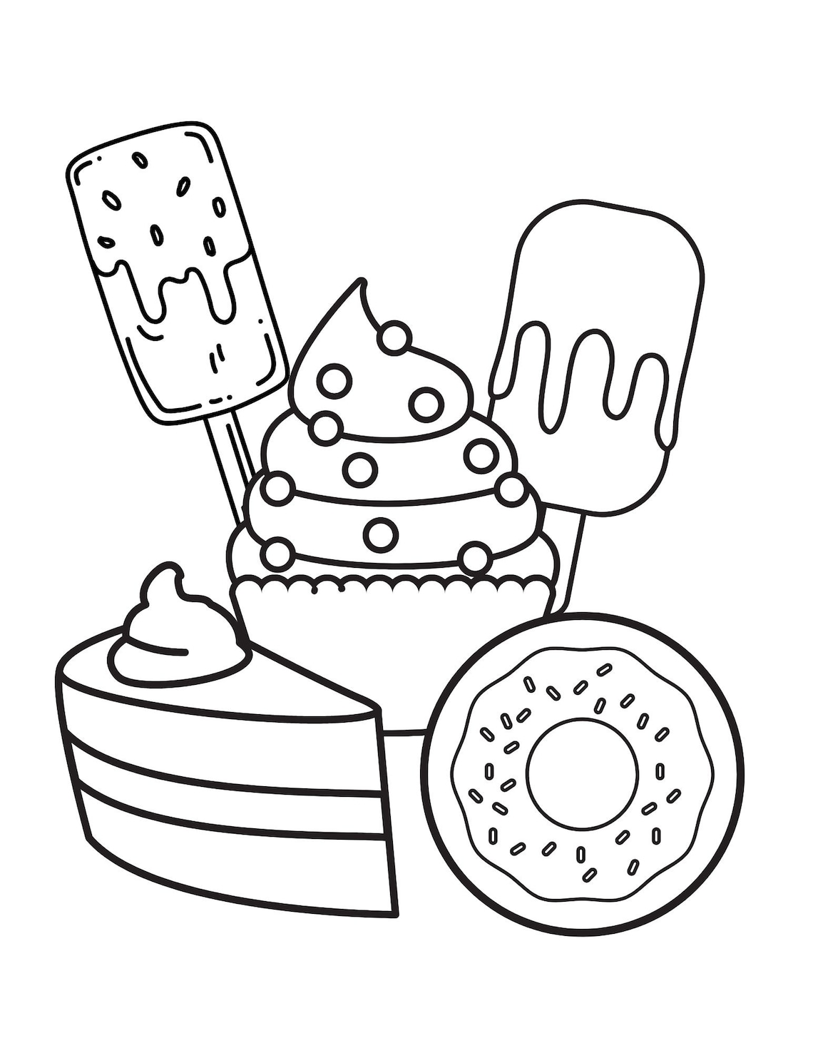 Sweets Coloring Pages for Kids, Sweets Printable, Coloring Pages of Ice ...