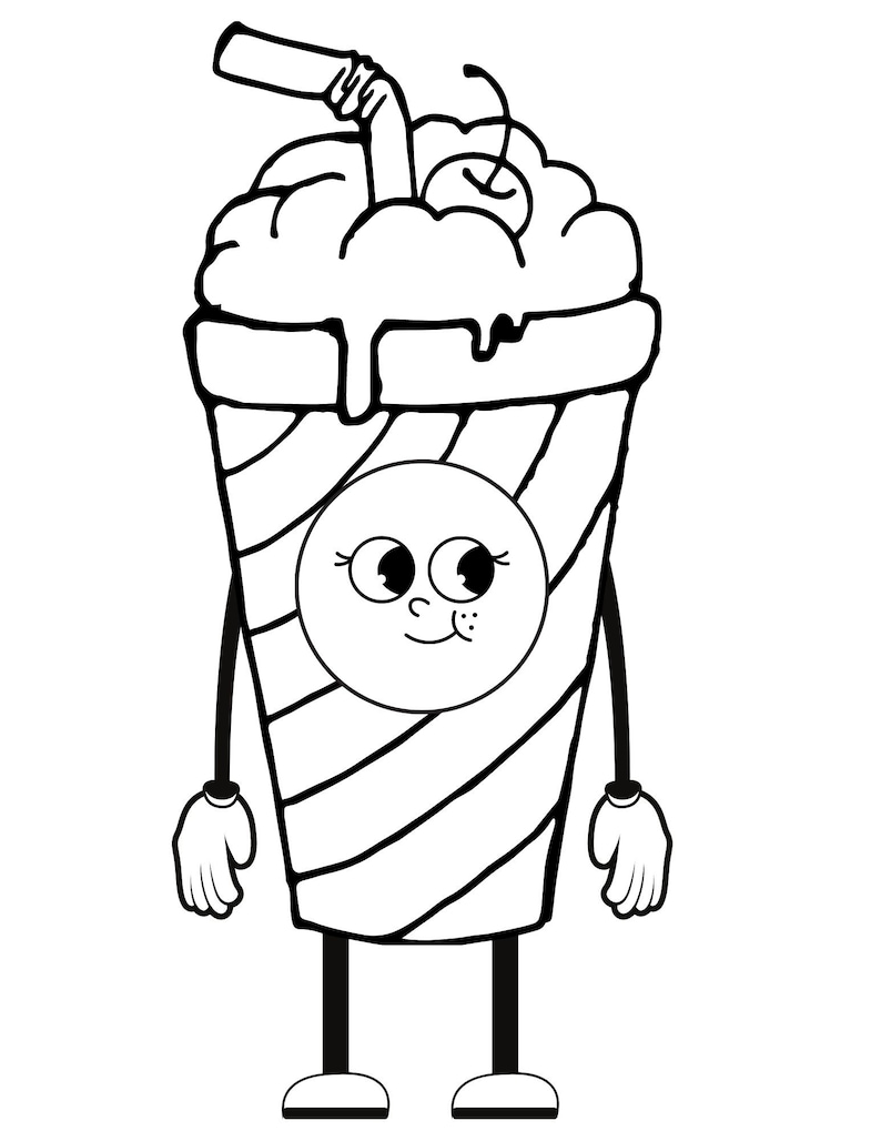 Cute Food Coloring Pages, Kawaii Food Printable, Funny Pizza Coloring ...