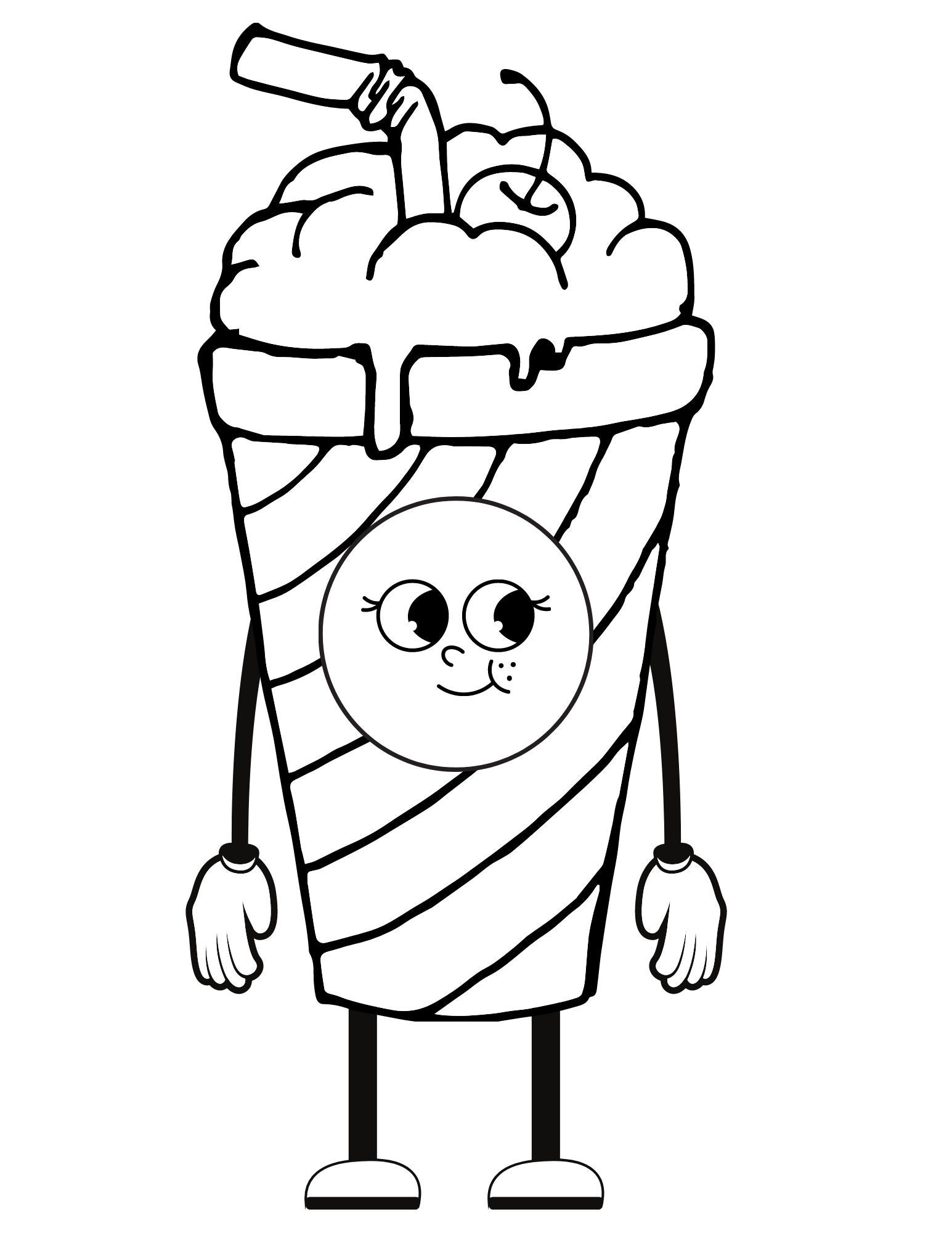 Cute Food Coloring Pages, Kawaii Food Printable, Funny Pizza Coloring ...