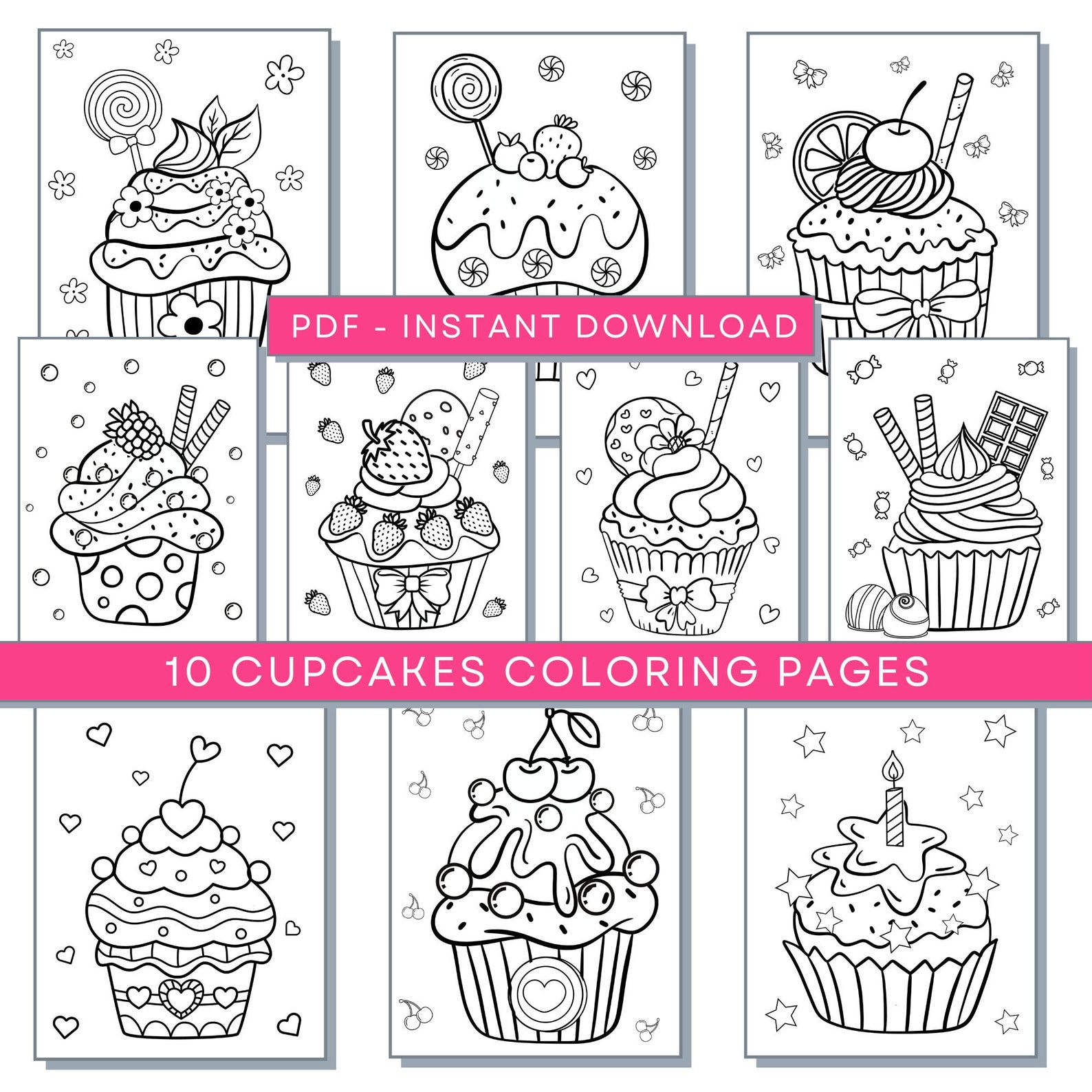 Cupcakes Coloring Pages, Sweets Printables, Cupcake Coloring, Sweets ...