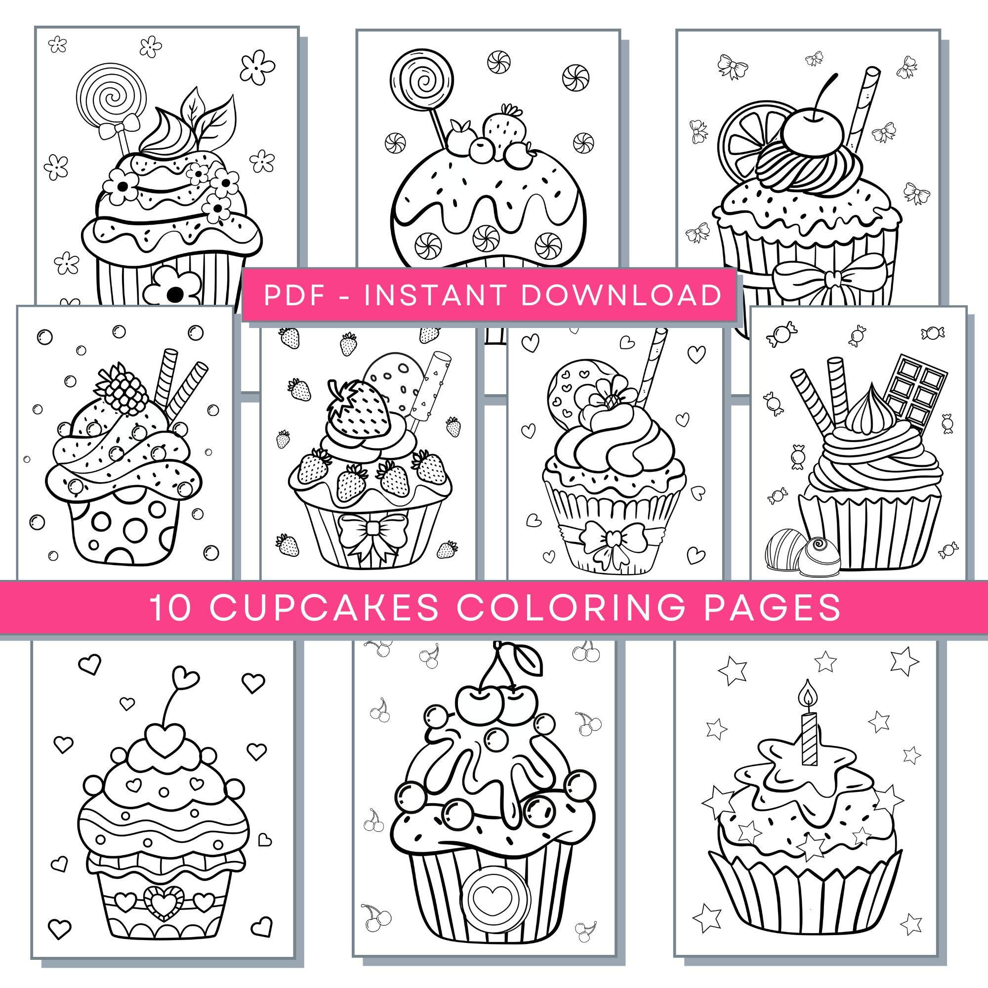 Cupcakes Coloring Pages, Sweets Printables, Cupcake Coloring, Sweets ...