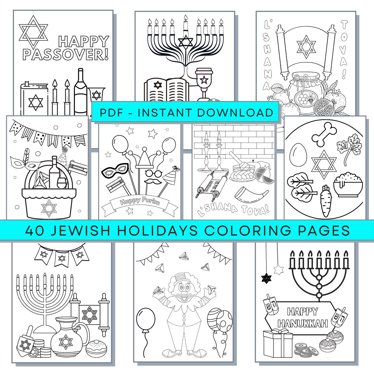 Jewish Holiday Coloring Pages, Purim Coloring Pages, Hanukah Coloring ...