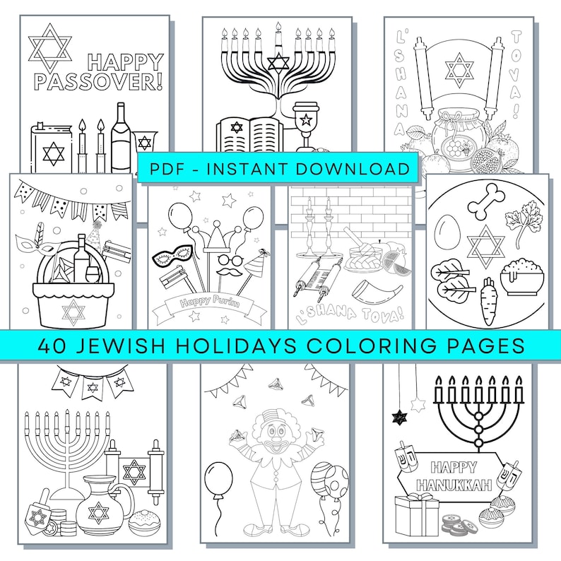 Jewish Holiday Coloring Pages, Purim Coloring Pages, Hanukah Coloring ...