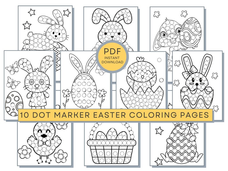 Easter Dot Marker Coloring Pages, Do a Dot Easter Painting, Easter PDF ...