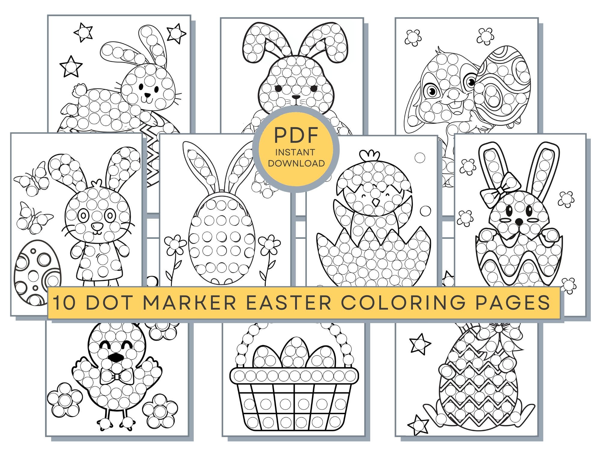 Easter Dot Marker Coloring Pages, Do a Dot Easter Painting, Easter PDF ...