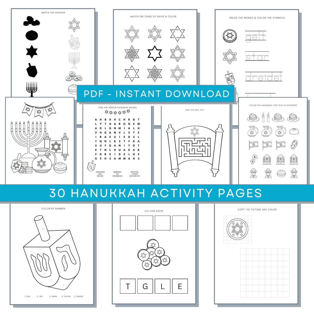 Hanukkah Activity Pages, Hanukkah Worksheets, Hanukkah Kindergarten ...