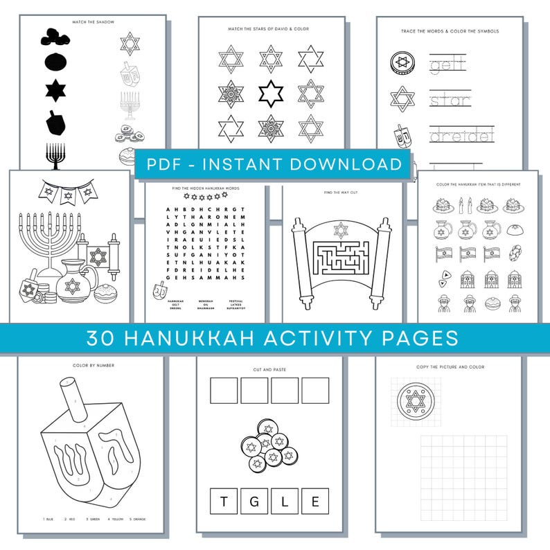 Hanukkah Activity Pages, Hanukkah Worksheets, Hanukkah Kindergarten ...