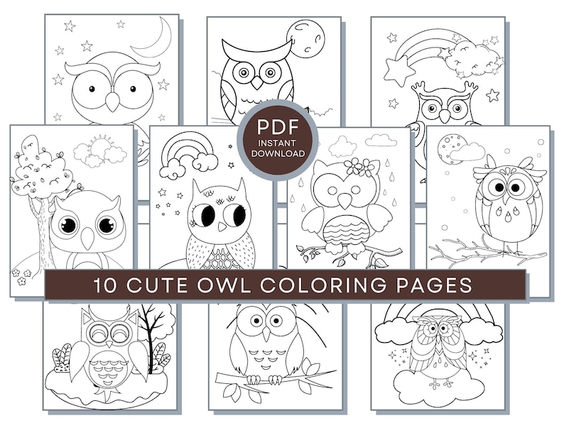Owl Coloring Pages, Owl PDF Coloring Owl Printables, Owl Coloring ...