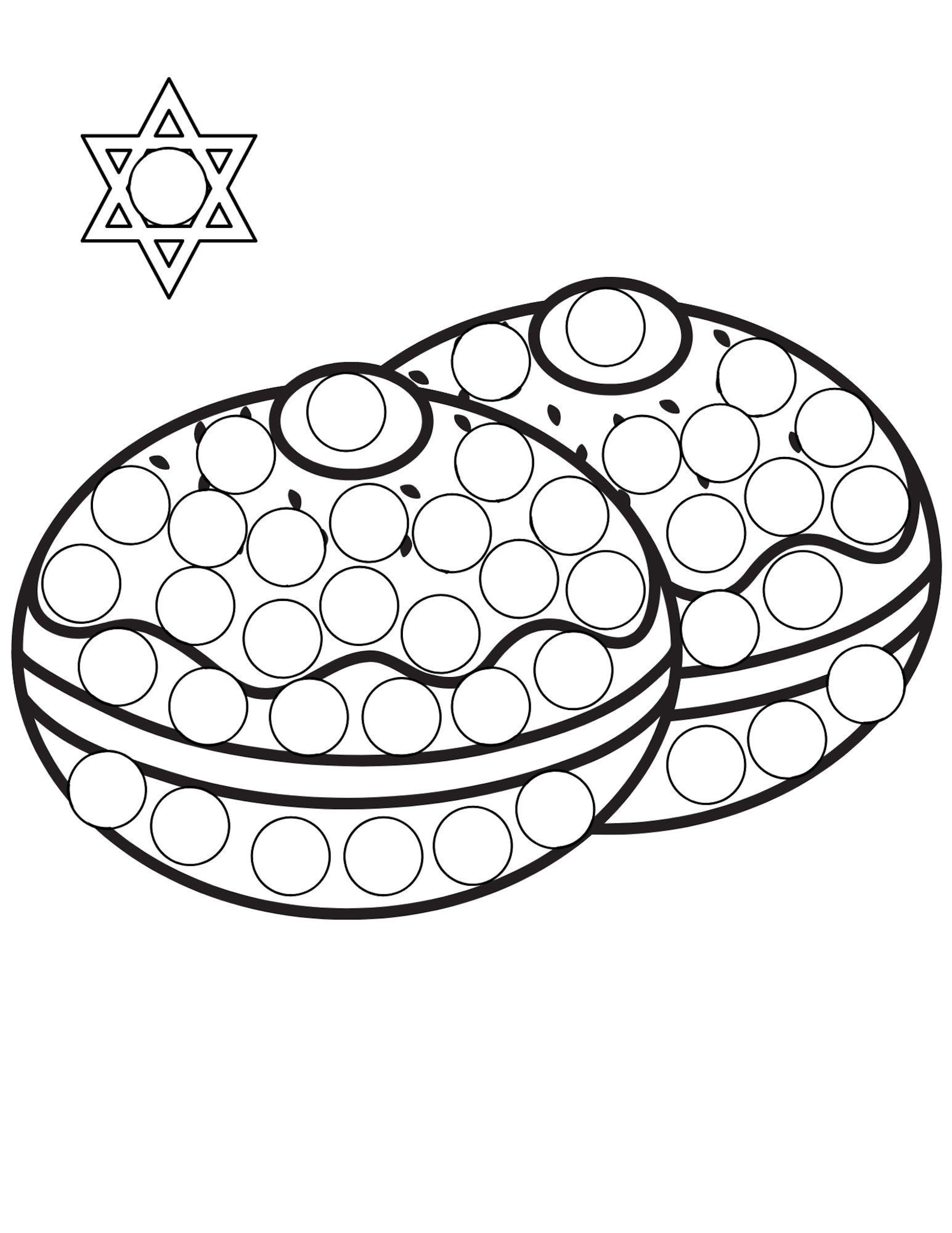 Hanukkah Dot Marker Coloring Pages, Hanukkah Do a Dot, Jewish Coloring ...
