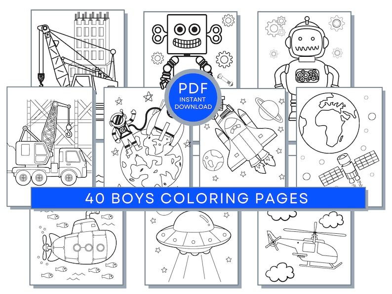 40 Boys Coloring Pages: Coloring for Boys, Printables Pages for Boys ...