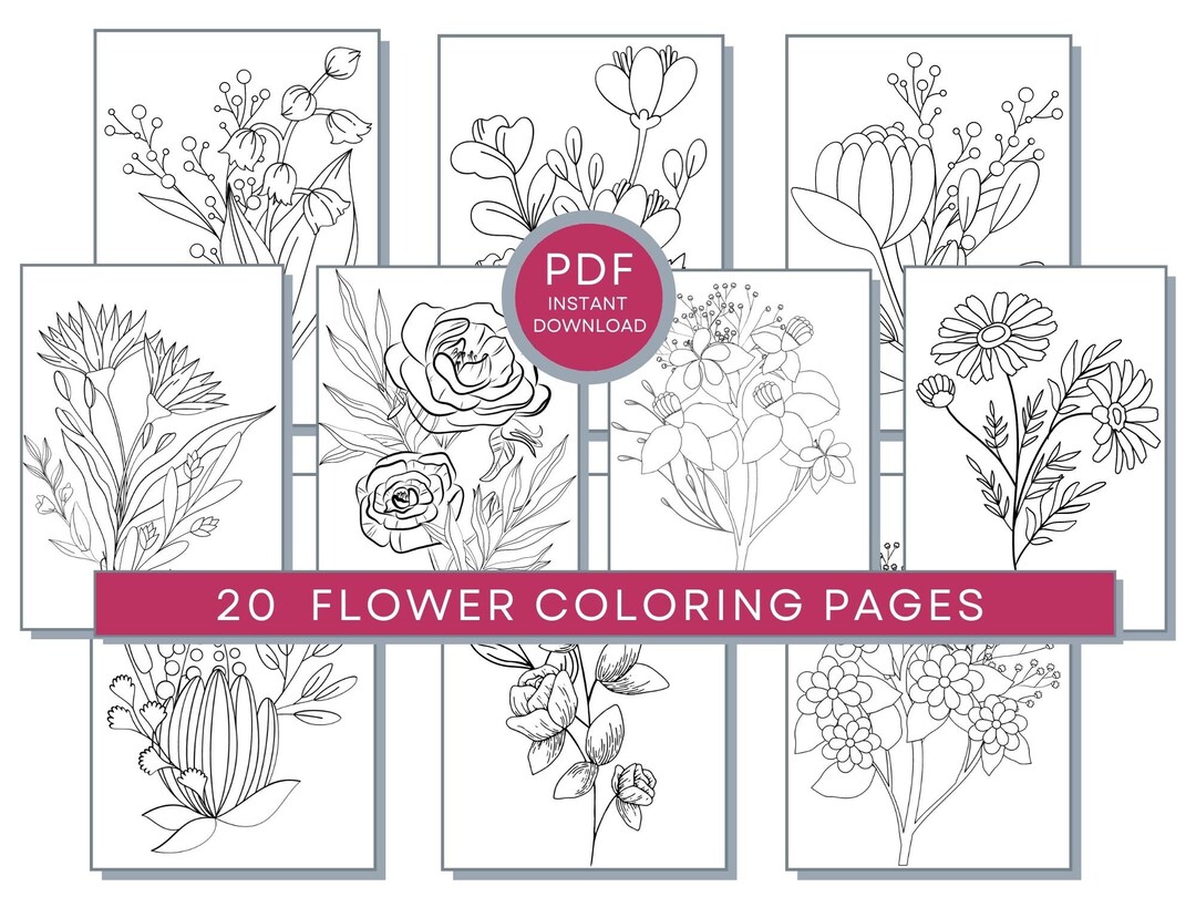 Flowers Coloring Pages, Flowers PDF Coloring Flowers Printables ...