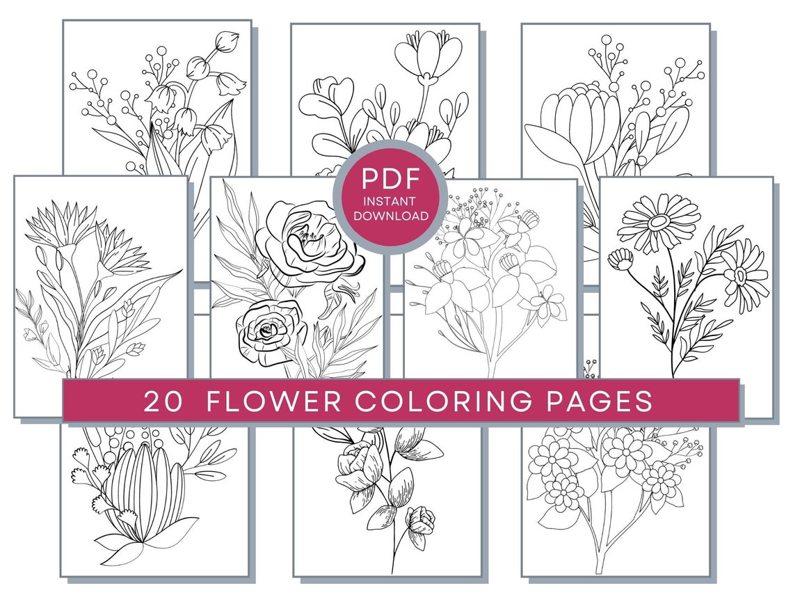 Flowers Coloring Pages, Flowers PDF Coloring Flowers Printables ...