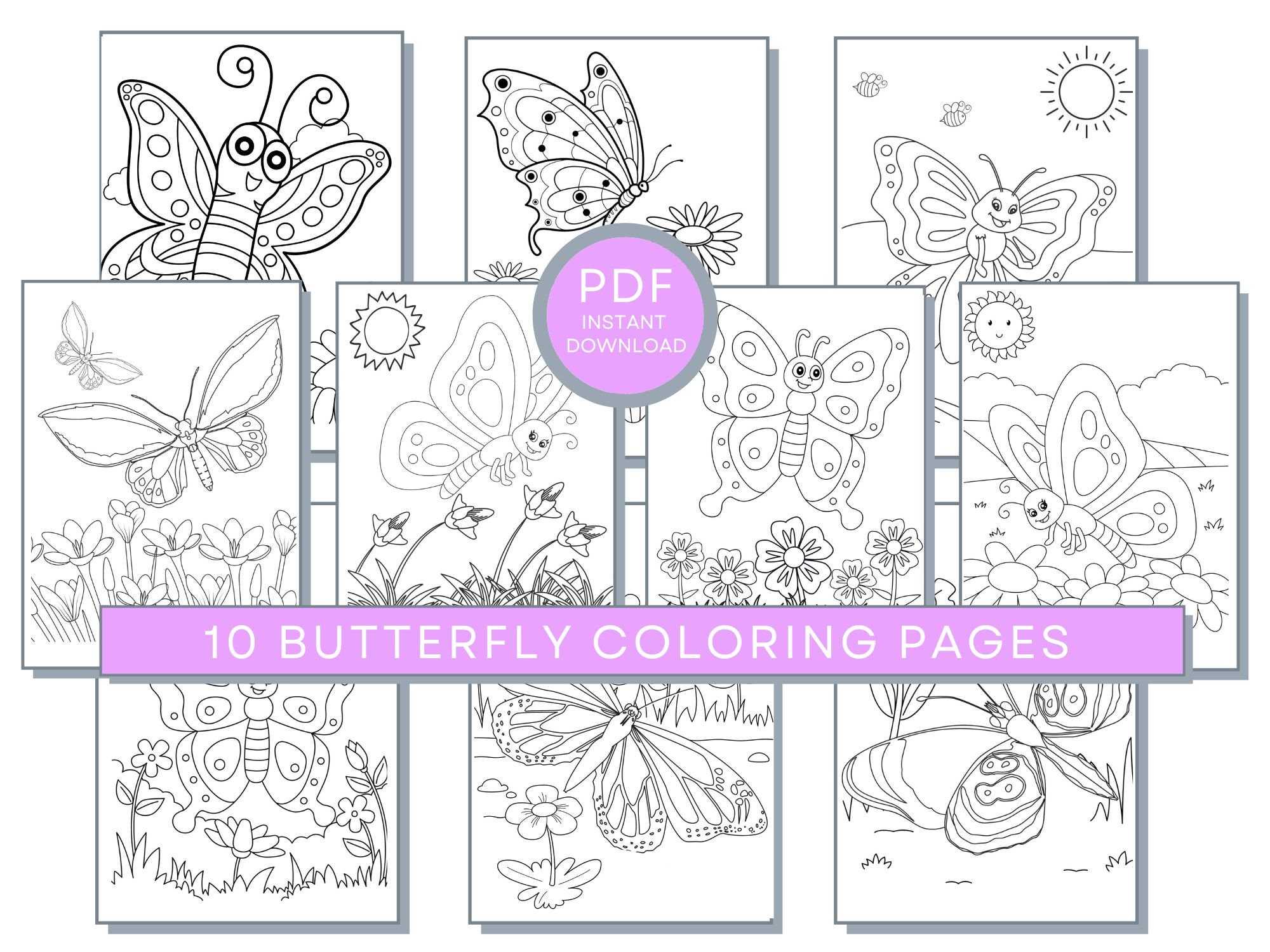 Butterfly Coloring Pages, Butterfly PDF, Butterfly Printables ...