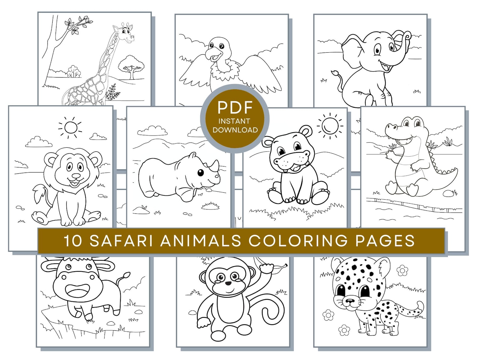 Safari Animals Coloring Pages, Safari Animals Printables, Safari ...