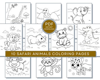 Baby Safari Animals Coloring Pages - Etsy