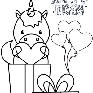 Unicorn Birthday Coloring Pages, Unicorn Birthday Printables, Unicorn ...