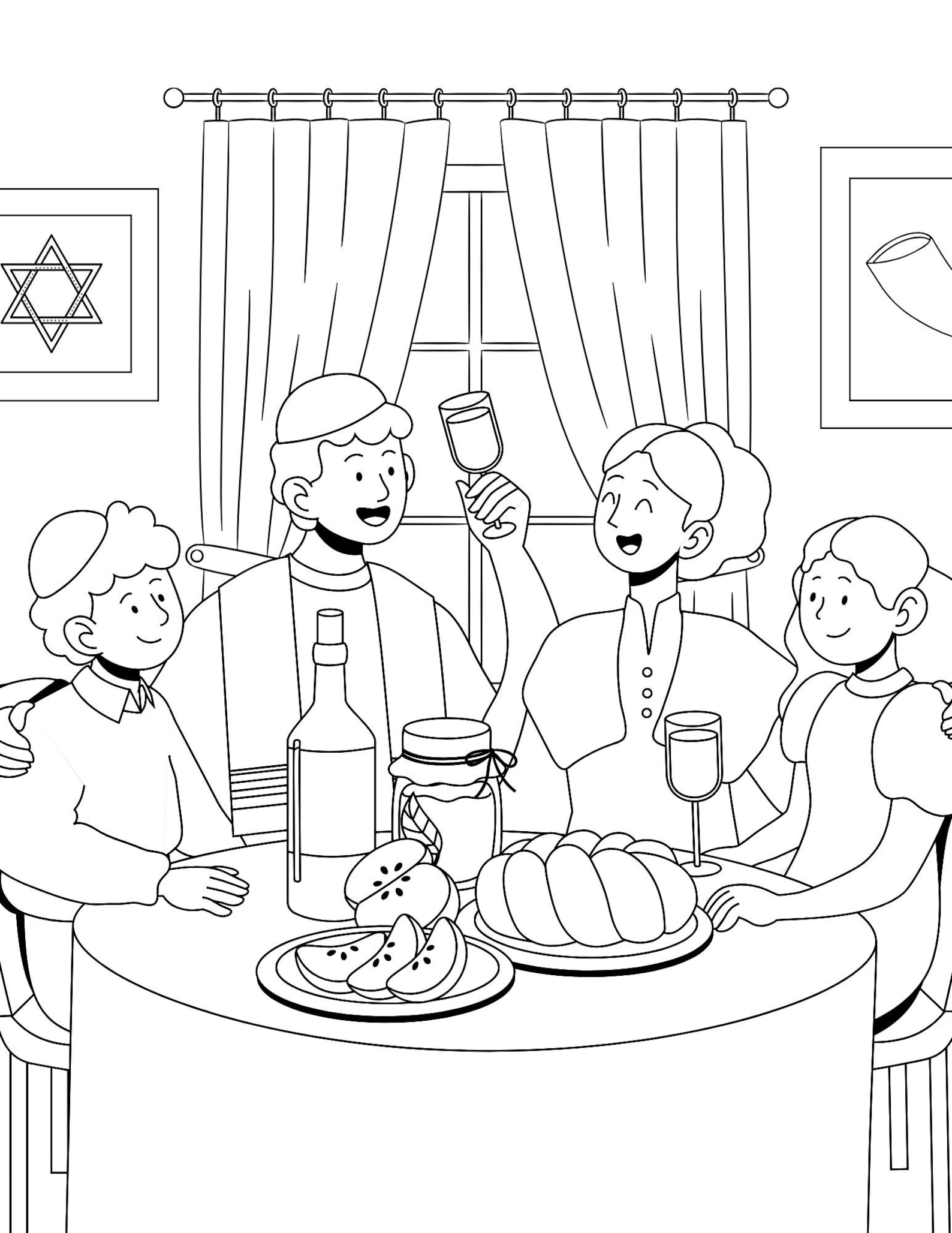 Rosh Hashanah Coloring Pages for Kids, Rosh Hashanah Printables, Rosh ...