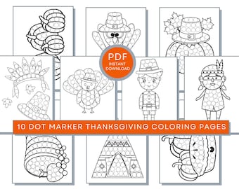 Thanksgiving Dot Marker Coloring Pages, Thanksgiving PDF, Thanksgiving ...