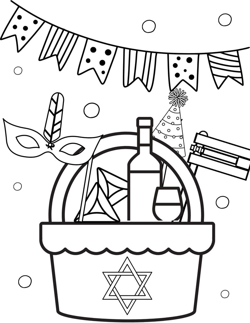 Purim Coloring Pages, Purim Printables, Jewish Coloring Pages, Jewish ...