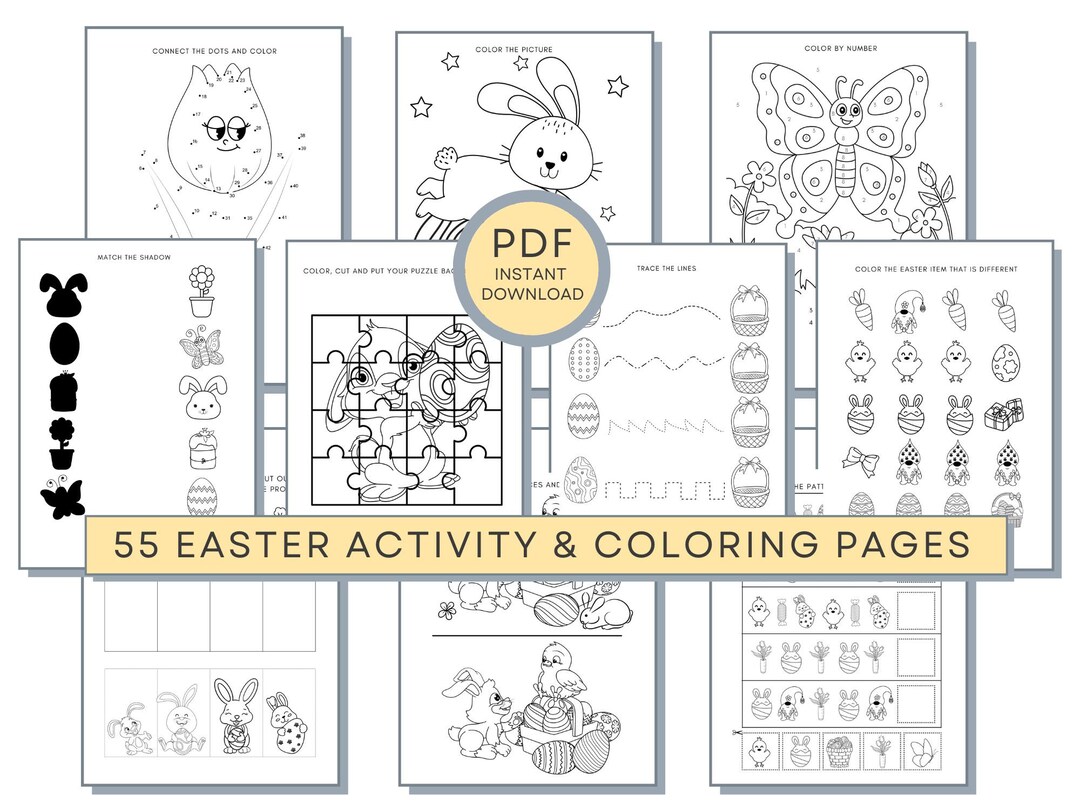 Easter Activity Pages, Easter PDF, Easter Printables, Easter Coloring ...