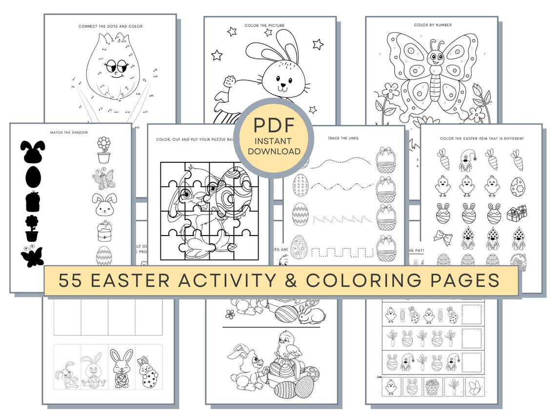 Easter Activity Pages, Easter PDF, Easter Printables, Easter Coloring ...