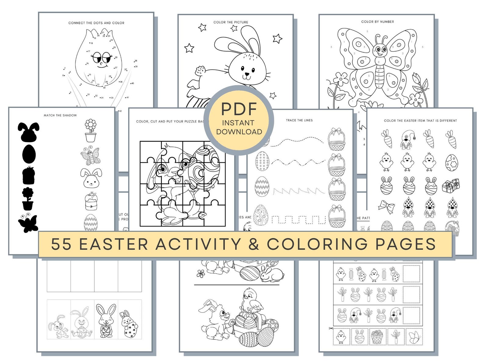 Easter Activity Pages, Easter PDF, Easter Printables, Easter Coloring ...