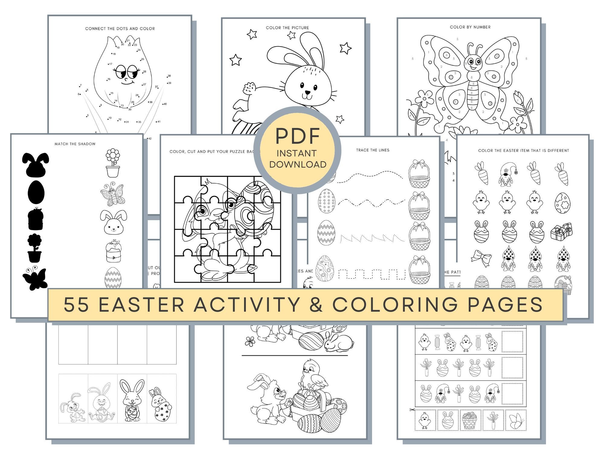 Easter Activity Pages, Easter PDF, Easter Printables, Easter Coloring ...