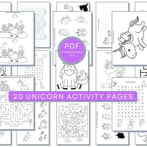 Unicorn Activity Pages, Unicorn Printables, Mazes, Word Searches, Color ...