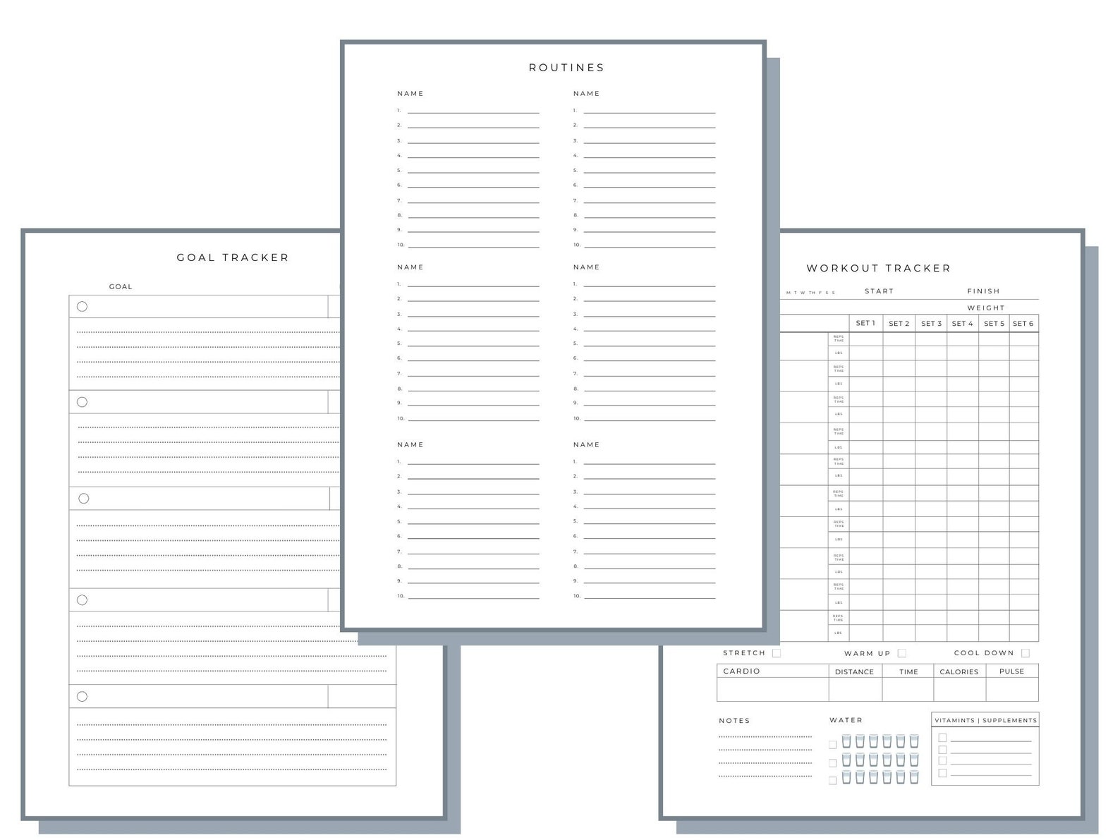 Workout Planner, 10 Page Fitness Planner, Health Planner, Fitness ...