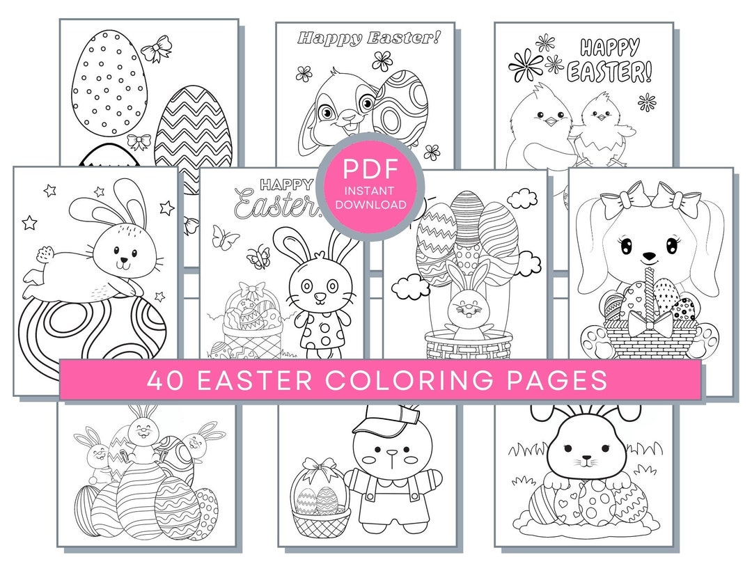 Easter Coloring Pages, Easter PDF Coloring, Easter Printables, Bunny ...