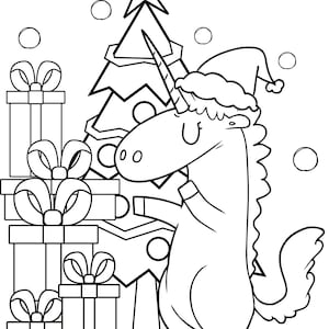 Unicorn Christmas Coloring Pages, PDF Christmas Coloring Printables ...