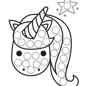 Unicorn Dot Marker Coloring Pages: Printable PDF Coloring Activity ...