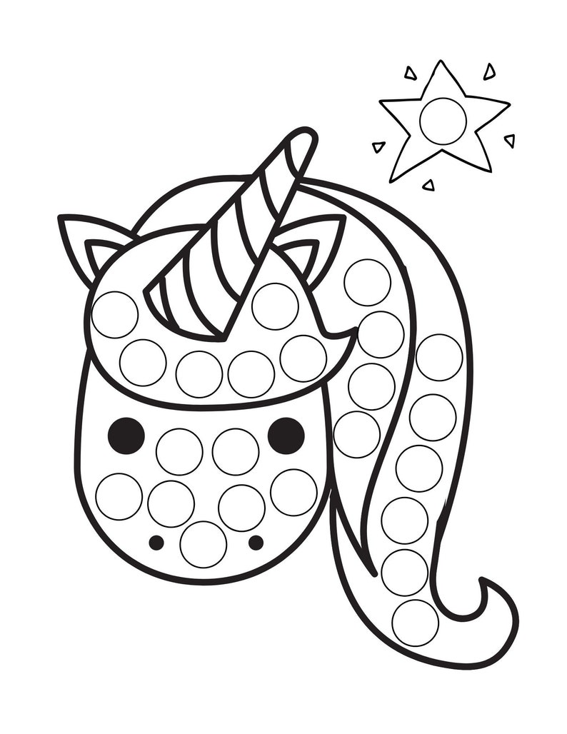 Unicorn Dot Marker Coloring Pages Printable PDF Coloring Etsy