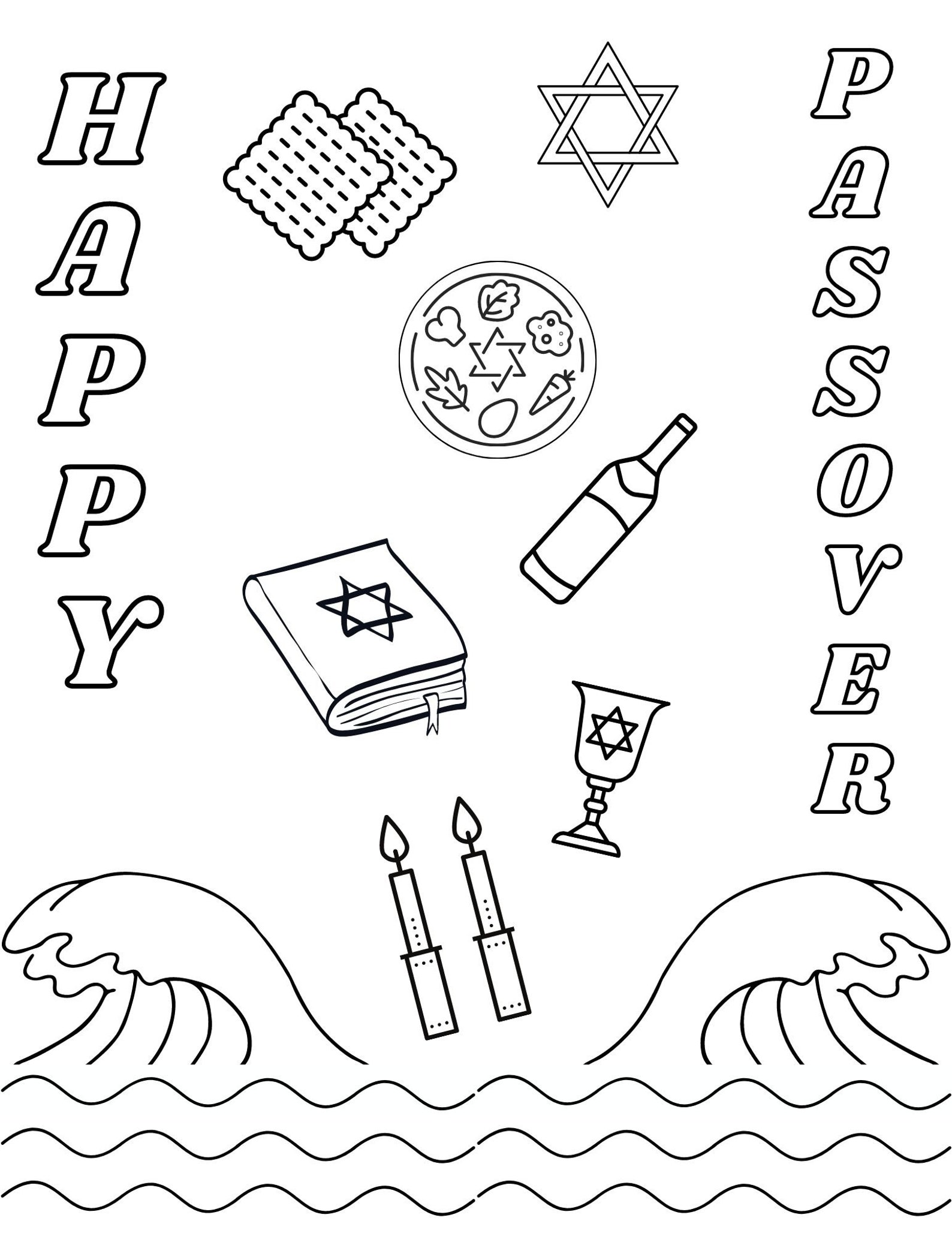Passover Coloring Pages Passover Printables Jewish Coloring - Etsy