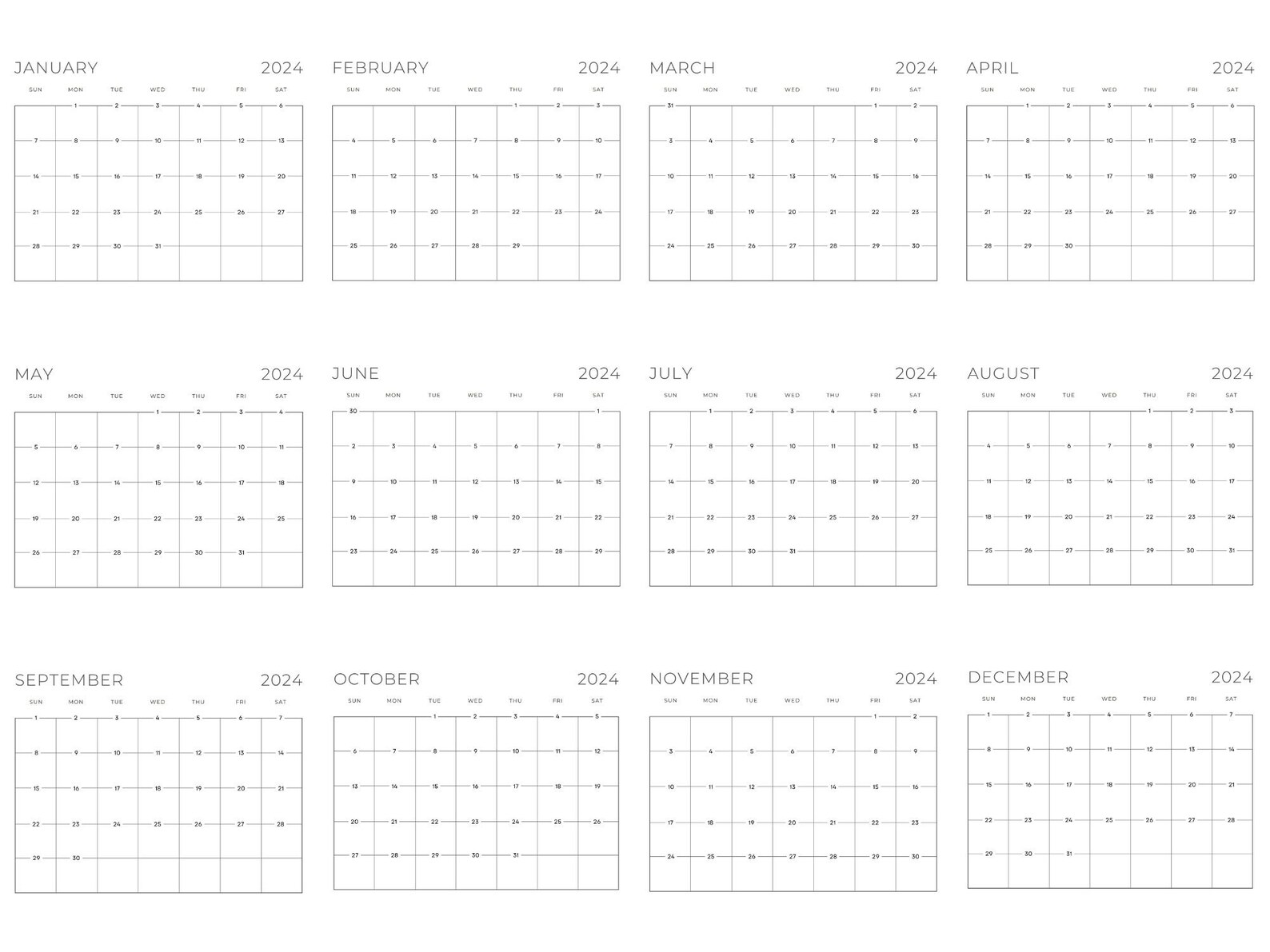 2024 Monthly Calendar, 2024 Monthly Planner, 2024 Modern Monthly ...