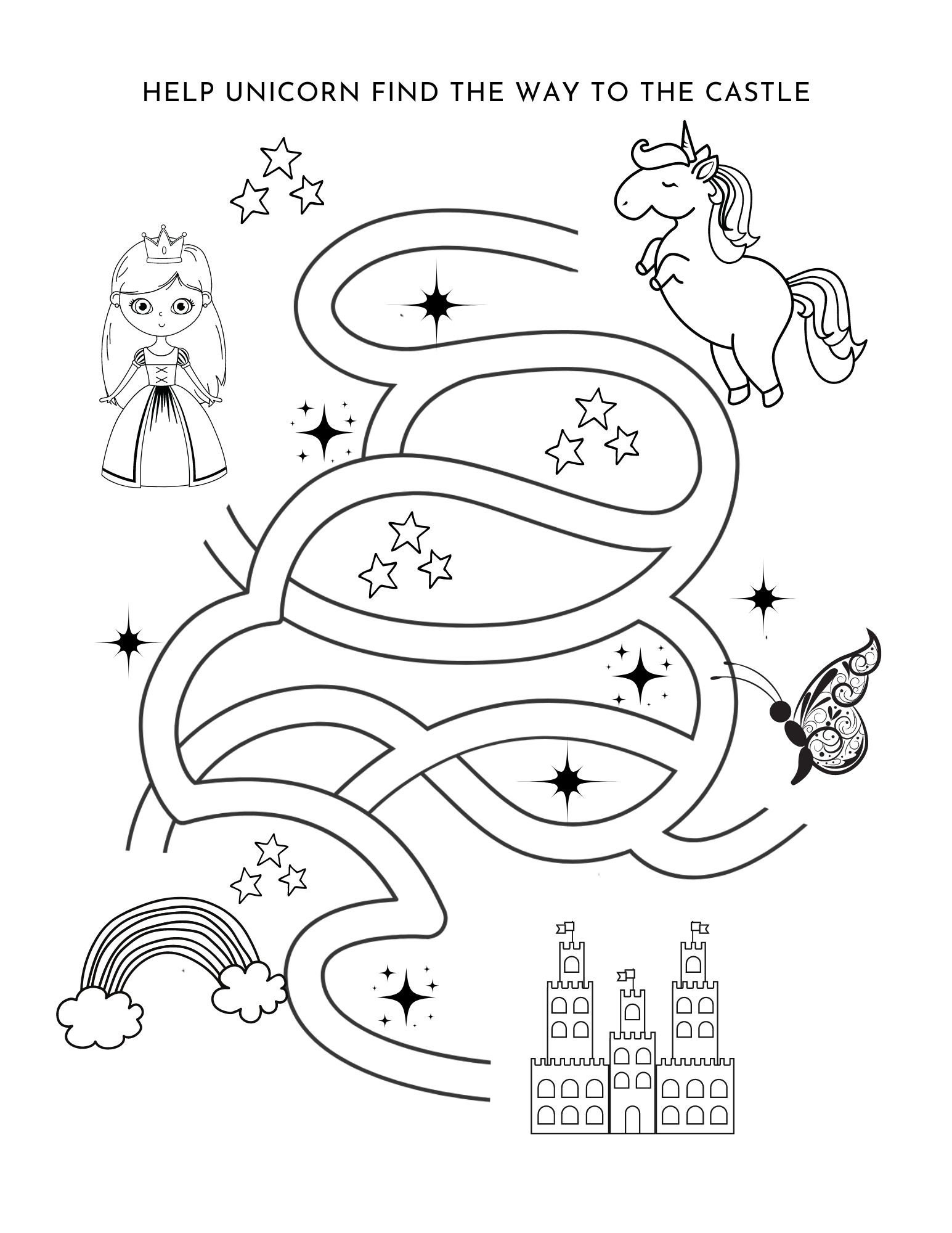 Unicorn Activity Pages, Printable Coloring, Mazes, Word Searches, Color ...