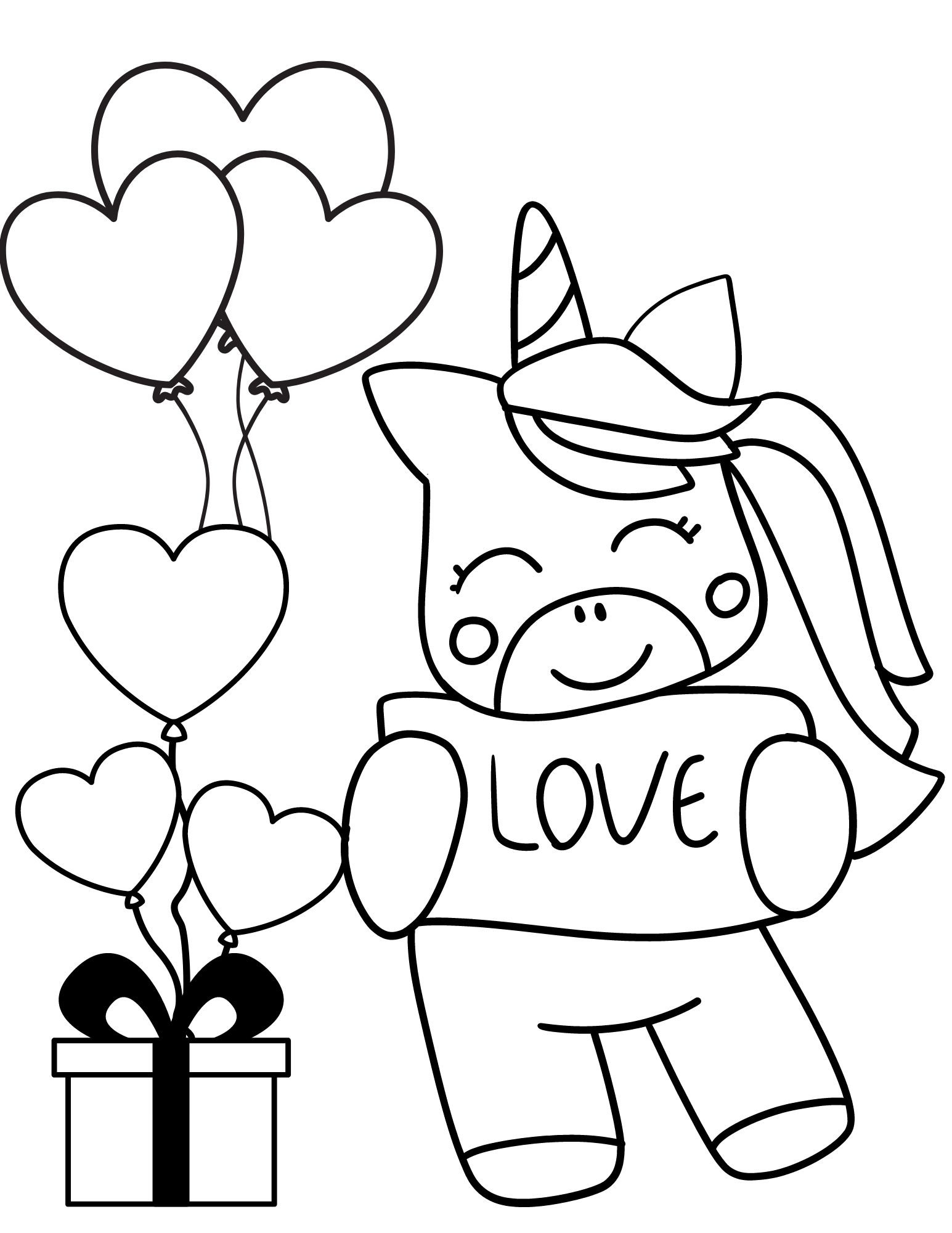 Unicorn Valentine's Day Coloring Pages, Valentines Printables ...