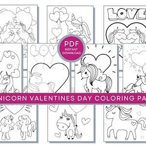 Unicorn Valentine's Day Coloring Pages, Valentines Printables ...
