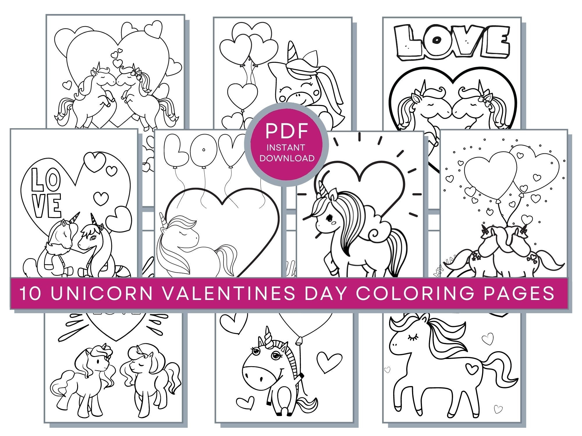 Unicorn Valentine's Day Coloring Pages, Valentines Printables ...