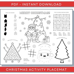 Christmas Placemat, Christmas Coloring Pages, Christmas Digital ...