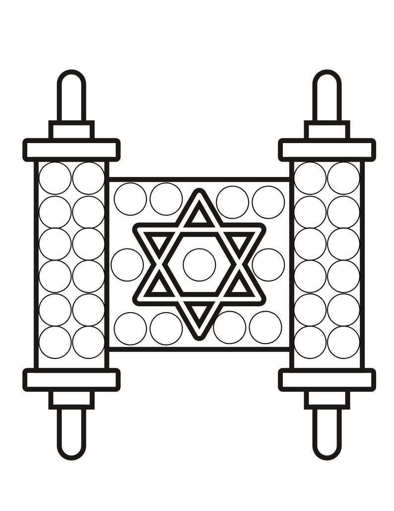 Hanukkah Dot Marker Coloring Pages, Hanukkah Do a Dot, Jewish Coloring ...