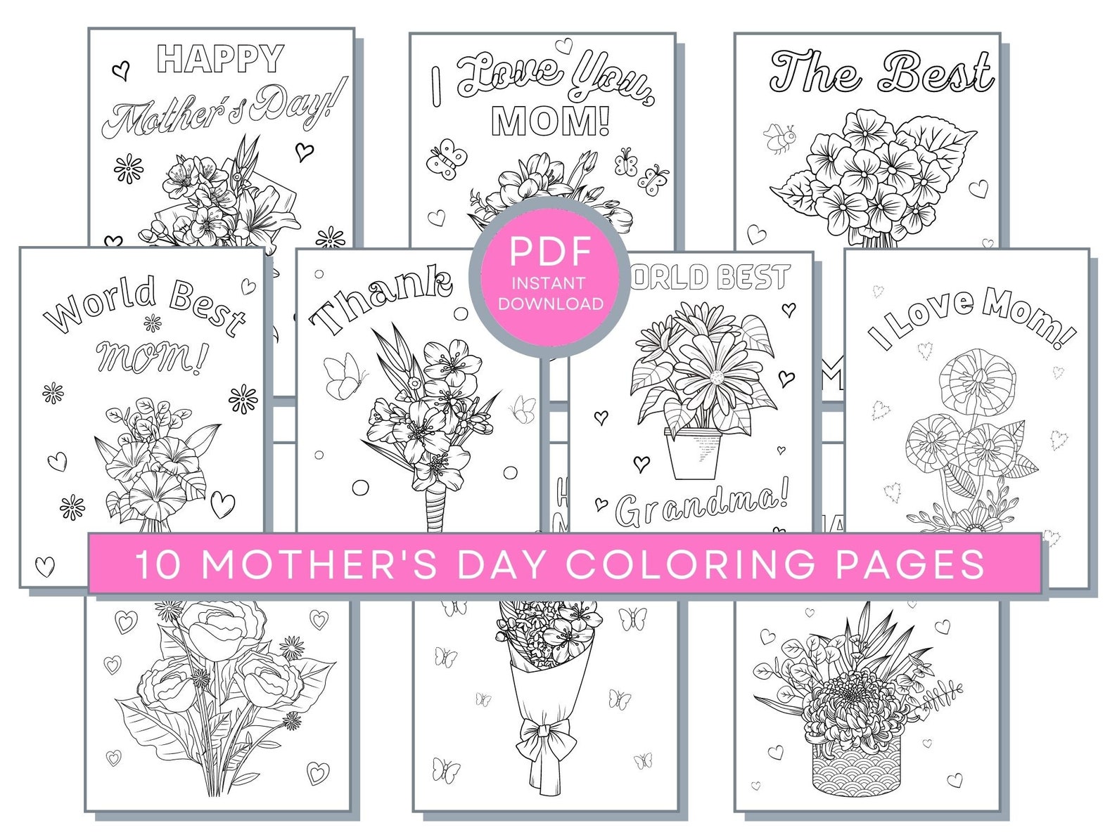 Mother's Day Coloring Page, Mother's Day Printables, Mother's Day ...