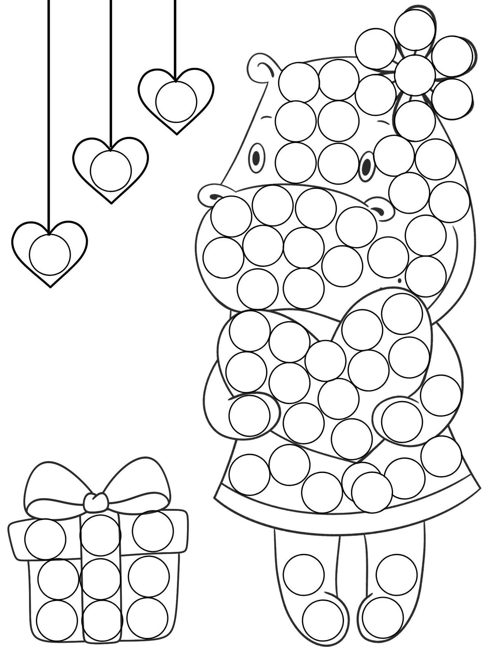 Valentine's Day Dot Marker Coloring Pages, Do a Dot Valentines Painting ...