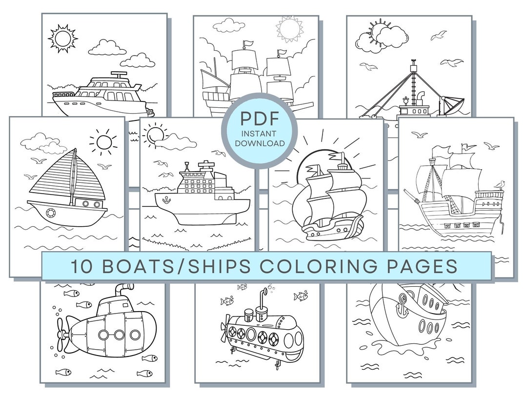 Ship Coloring Pages, Boat Coloring Pages, Ship PDF, Ship Printables ...