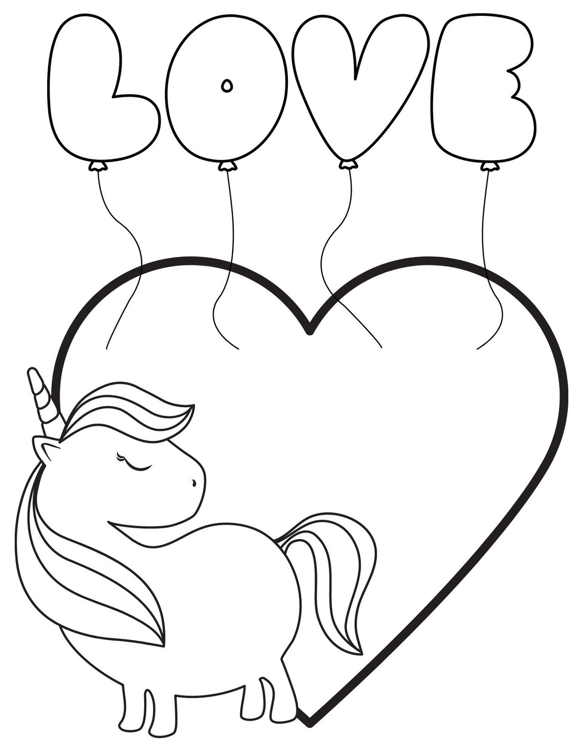 Unicorn Valentine's Day Coloring Pages, Valentines Printables ...
